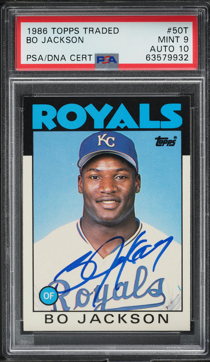 1986 Topps Traded Bo Jackson ROOKIE AUTO DNA 10 #50T PSA 9 MINT on ...