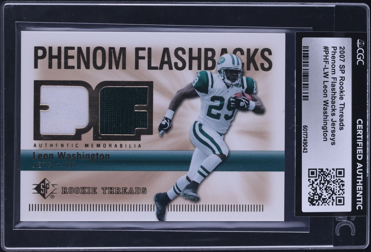 2007 SP Threads Phenom Flashbacks Leon Washington ROOKIE PATCH #PHF-LW ...