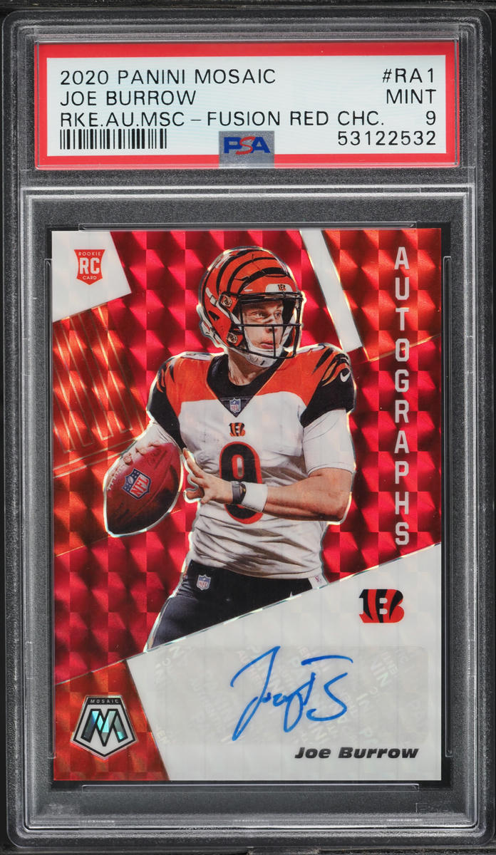 2020 Panini Mosaic Choice Fusion Red Joe Burrow ROOKIE AUTO #RA1 PSA 9 ...