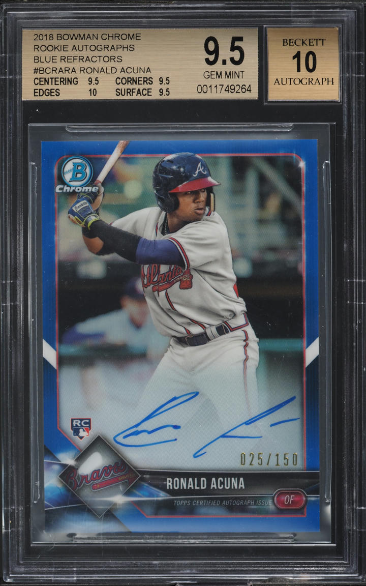 2018 Bowman Chrome Blue Refractor Ronald Acuna Jr. ROOKIE AUTO /150 BGS 9.5 GEM on Fanatics Collect