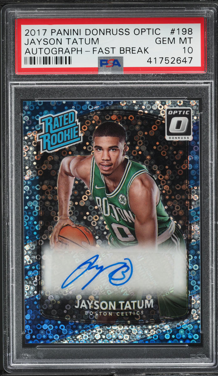 2017 Donruss Optic Fast Break Jayson Tatum ROOKIE AUTO #198 PSA 10 GEM ...