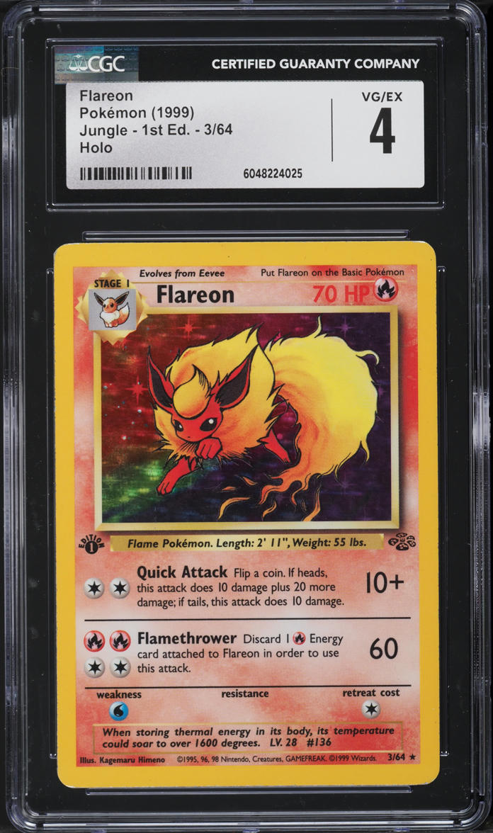 1999 Pokemon Jungle 1st Edition Holo Flareon #3 CGC 4 VGEX on Fanatics ...