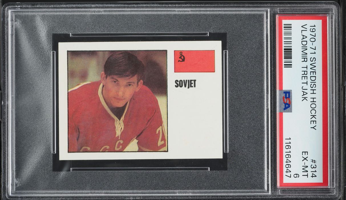 1970 Swedish Hockey Stickers Vladimir Tretjak ROOKIE #314 PSA 6 EXMT on ...