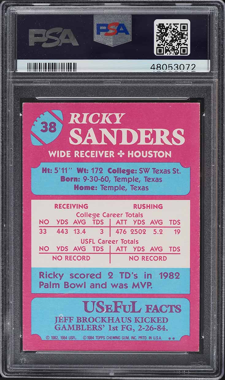 1984 Topps USFL Football Ricky Sanders #38 PSA 6 EXMT on Fanatics Collect