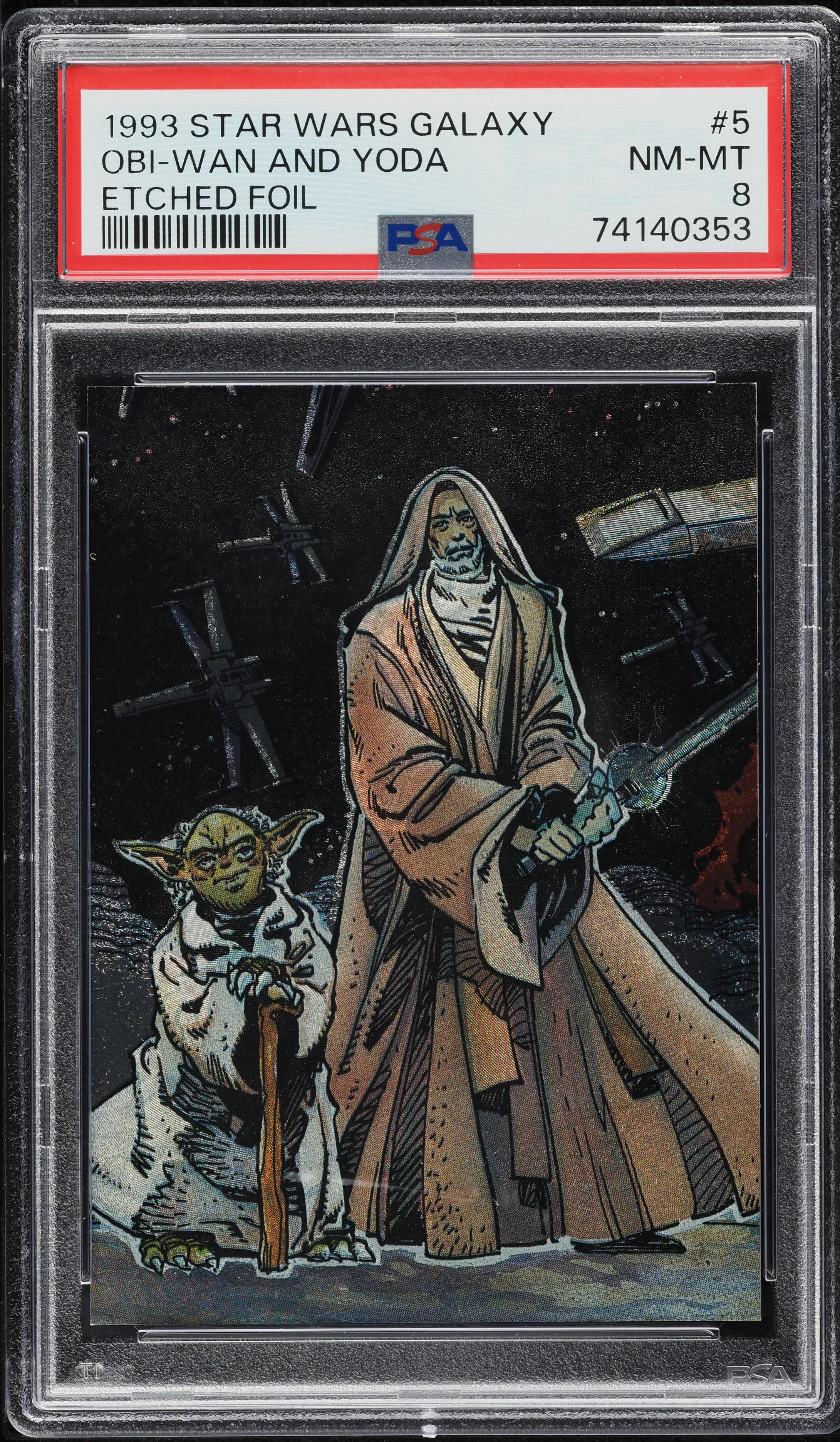 1993 Topps Star Wars Galaxy Etched Foil Obi-Wan and Yoda #5 PSA 8 NM-MT ...
