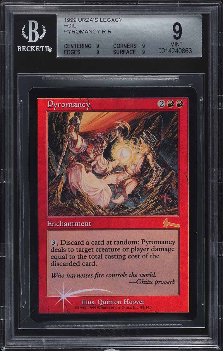 1999 Magic The Gathering MTG Urza's Legacy Foil Pyromancy BGS 9 MINT on ...