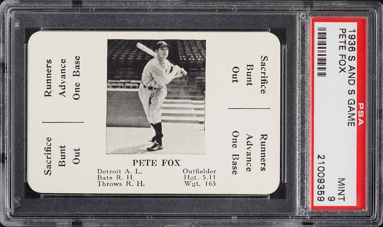 1936 S And S Game Pete Fox PSA 9 MINT on Fanatics Collect