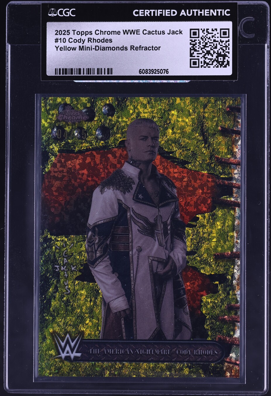 2025 Topps Chrome WWE Cactus Yellow Mini-Diamonds Refractor Cody Rhodes ...