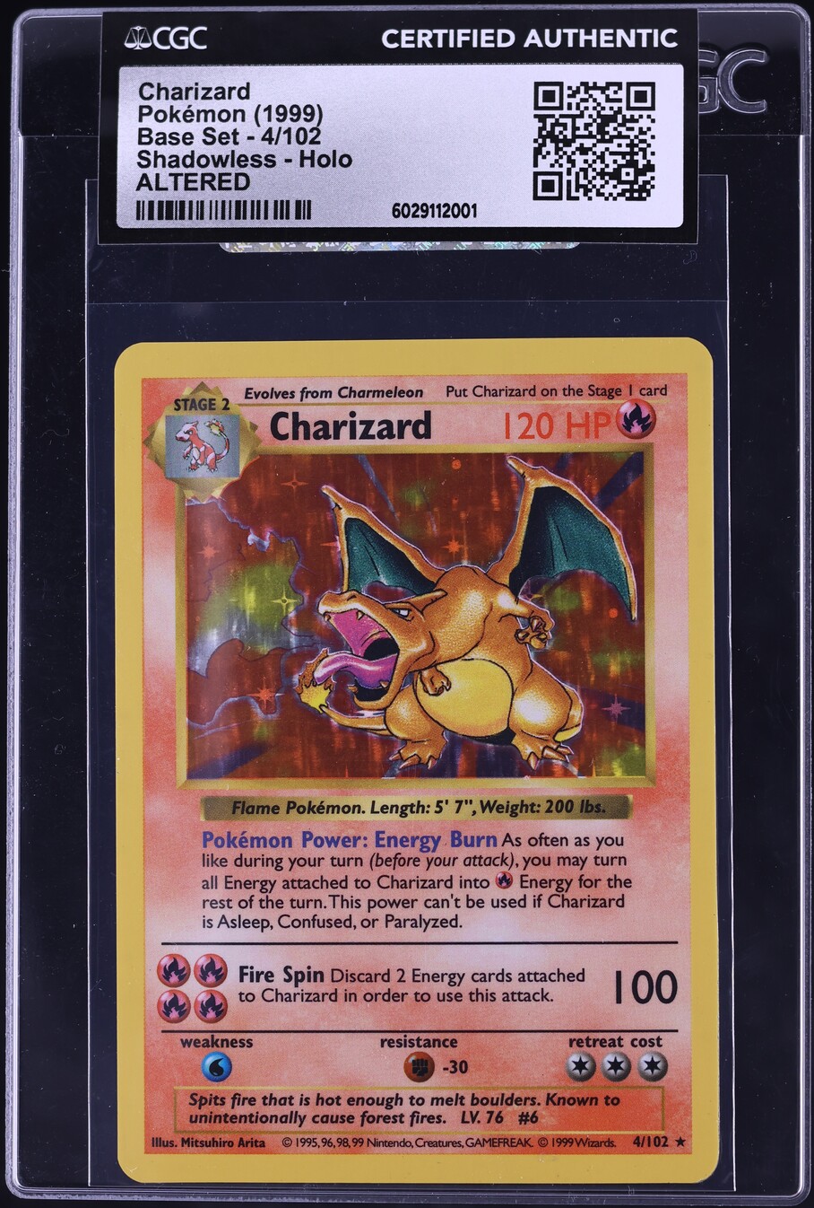 1999 Pokemon Base Set Shadowless Holo Charizard #4 CGC AUTH on Fanatics Collect