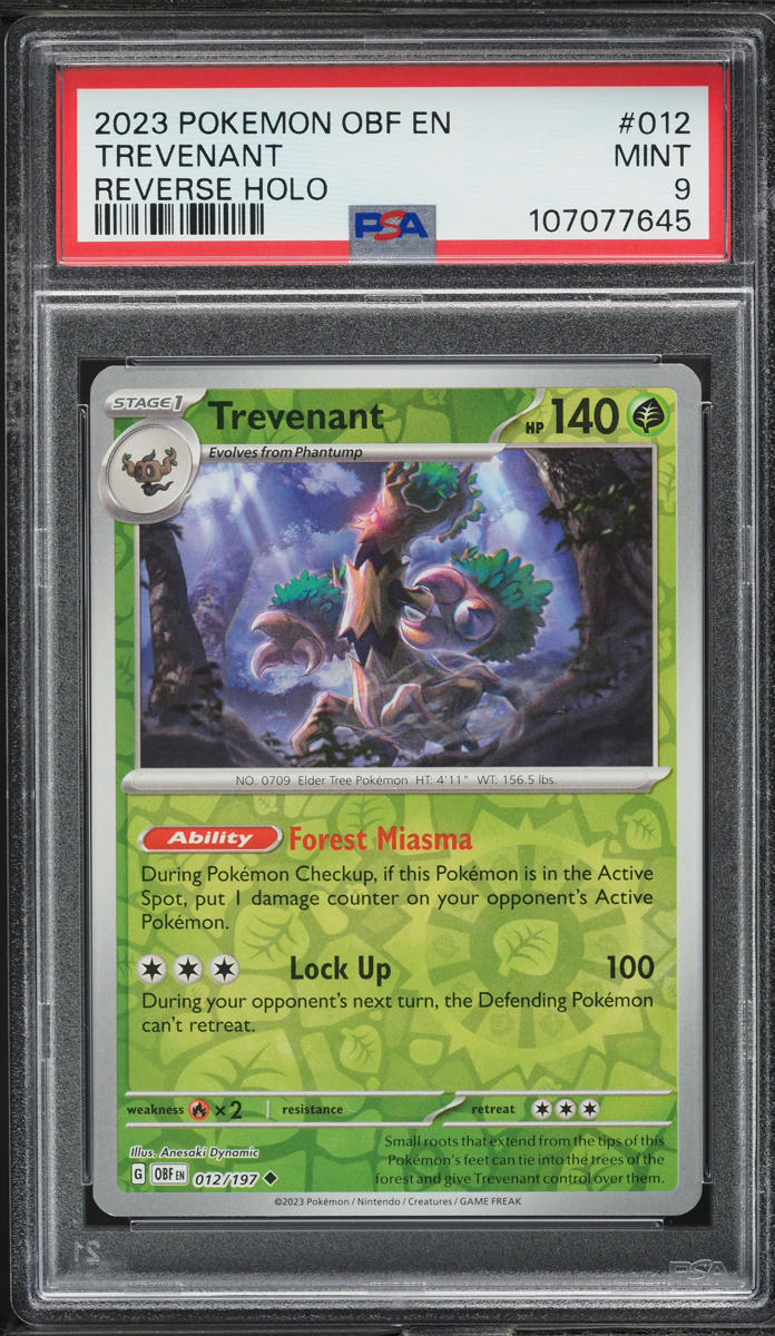 2023 Pokemon SV Obsidian Flames Reverse Holo Trevenant #12 PSA 9 MINT ...