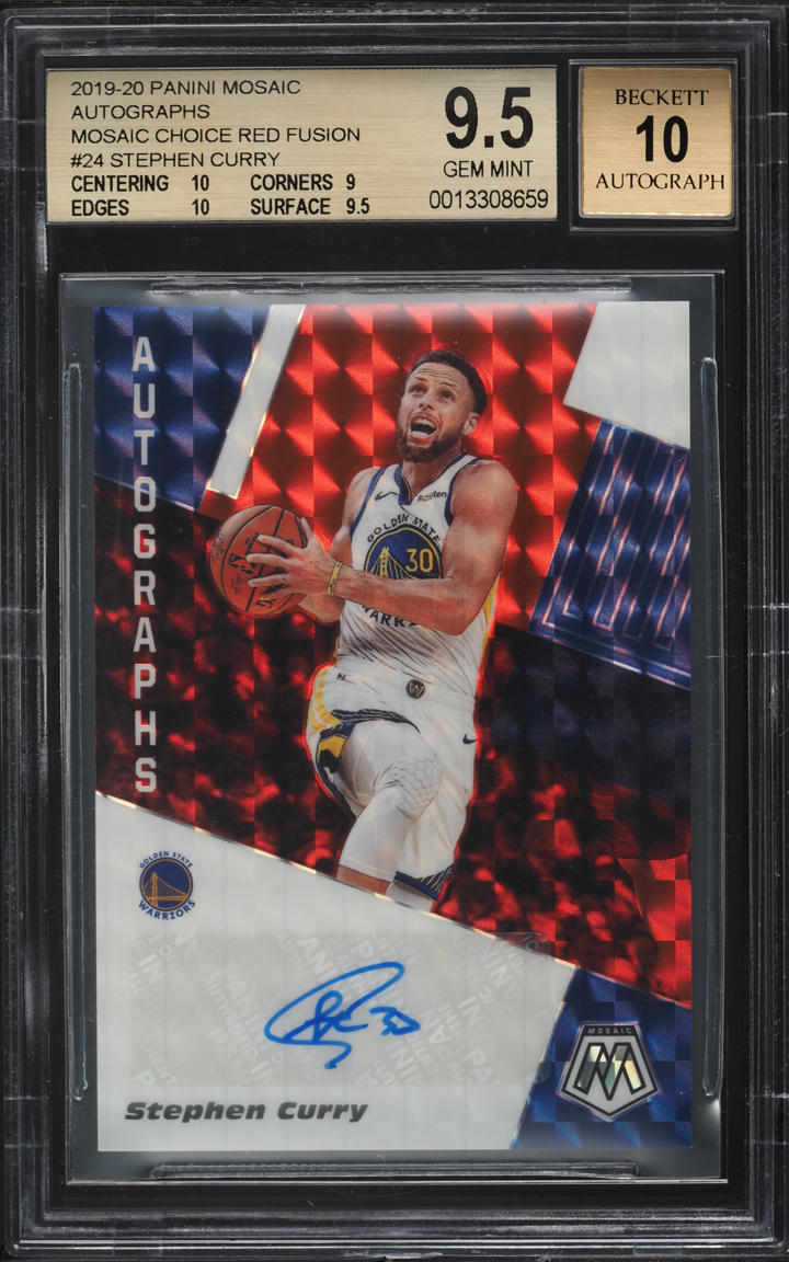 2019 Panini Mosaic Choice Red Fusion Stephen Curry AUTO #AM-SCY BGS 9.5 ...