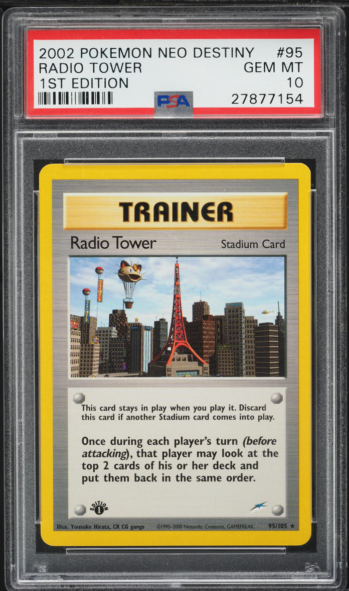 2002 Pokemon Neo Destiny 1st Edition Radio Tower #95 PSA 10 GEM MINT on ...