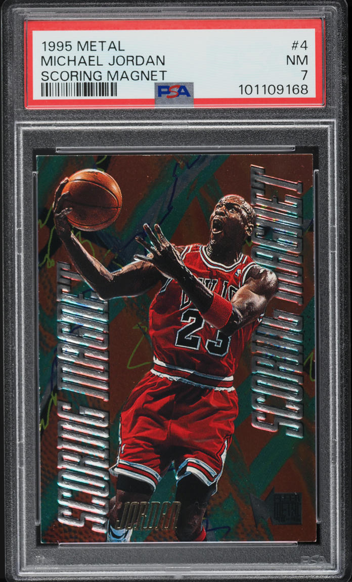 1995 Metal Scoring Magnet Michael Jordan #4 PSA 7 NRMT on Fanatics Collect