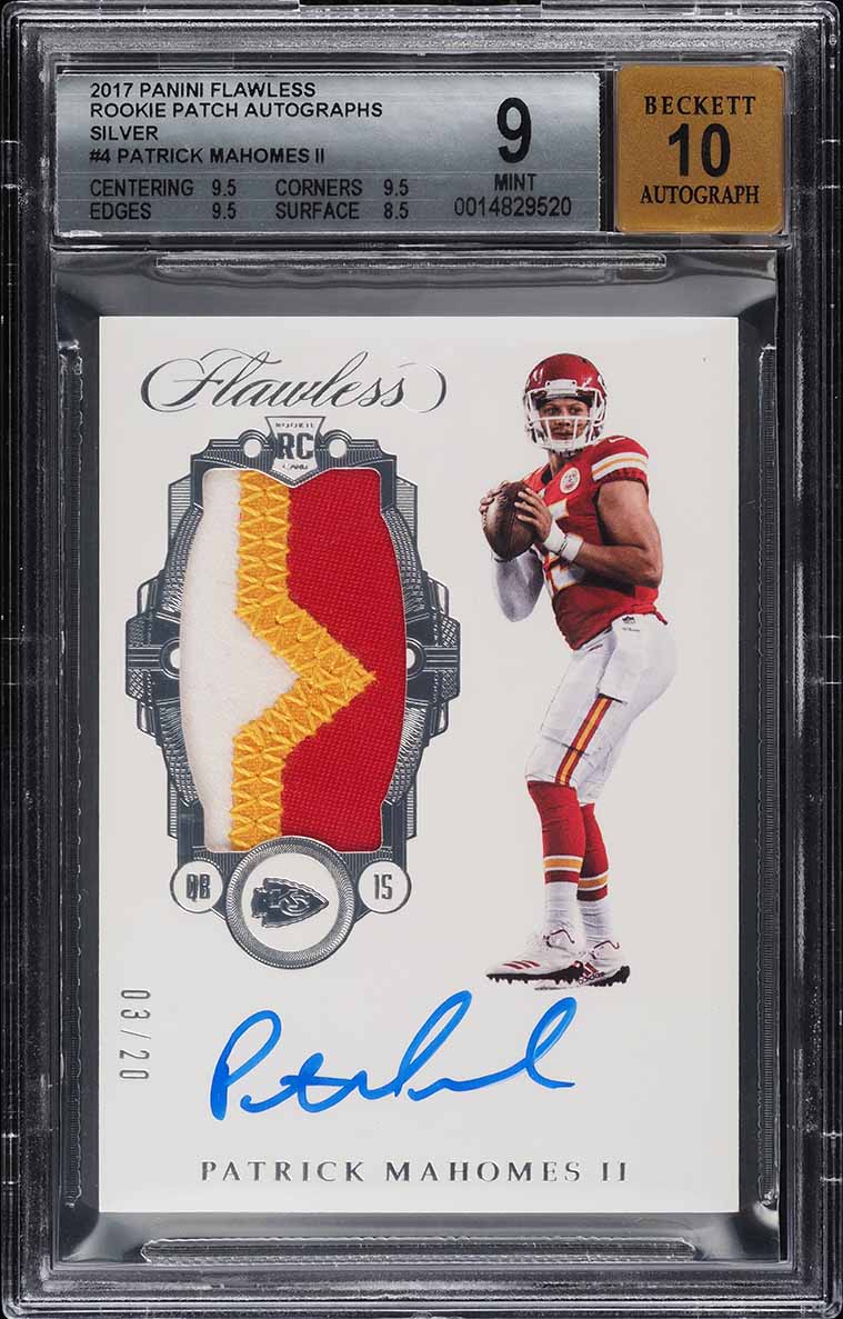 2017 Panini Flawless Silver Patrick Mahomes II ROOKIE PATCH AUTO /20 #4 ...