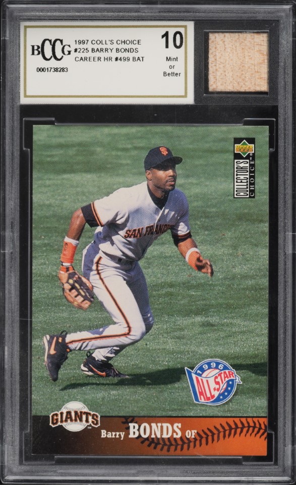 1997 Collector's Choice Barry Bonds BAT PATCH #225 BCCG 10 GEM MINT on ...