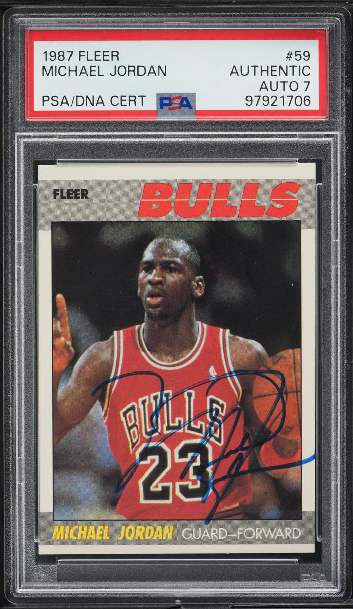 1987 Fleer Basketball Michael Jordan AUTO DNA 7 #59 PSA AUTH on ...