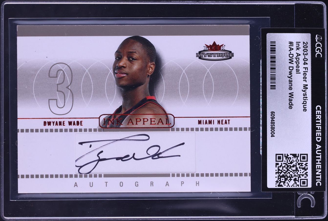 2003 Fleer Mystique Ink Appeal Dwyane Wade ROOKIE AUTO /150 #IA-DW CGC ...