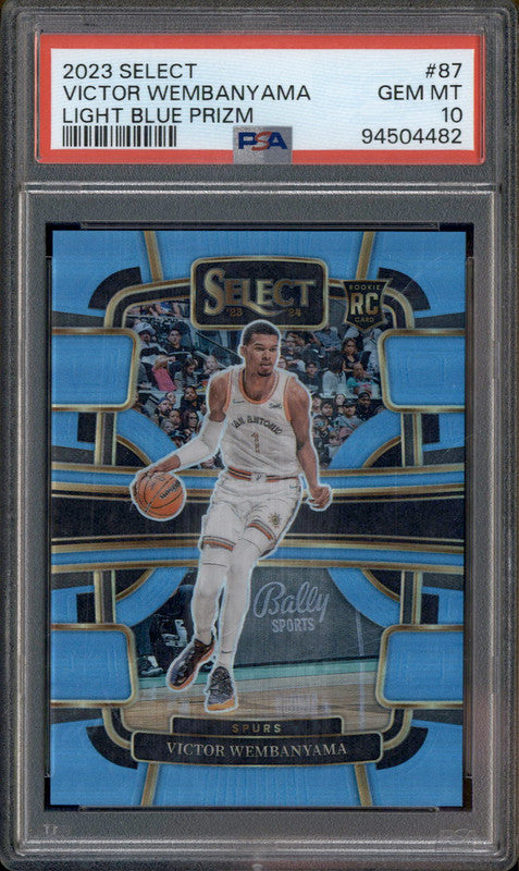 2023 Panini Select Light Blue Prizm #87 Victor Wembanyama RC /299 PSA ...