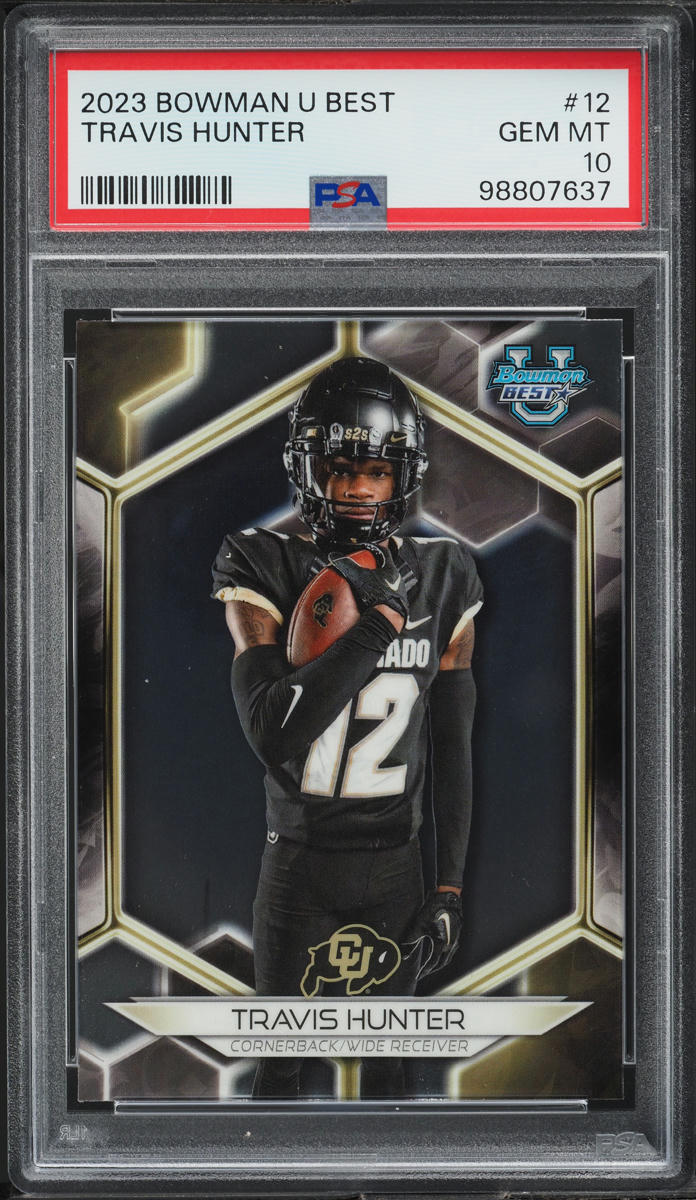 2023 Bowman University Best Travis Hunter ROOKIE #12 PSA 10 GEM MINT on ...