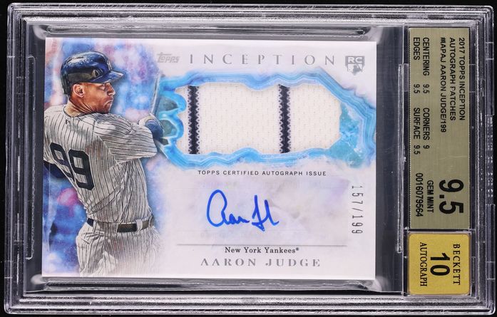 2017 Topps Inception Aaron Judge ROOKIE PATCH AUTO /199 #IAP-AJ BGS 9.5 ...