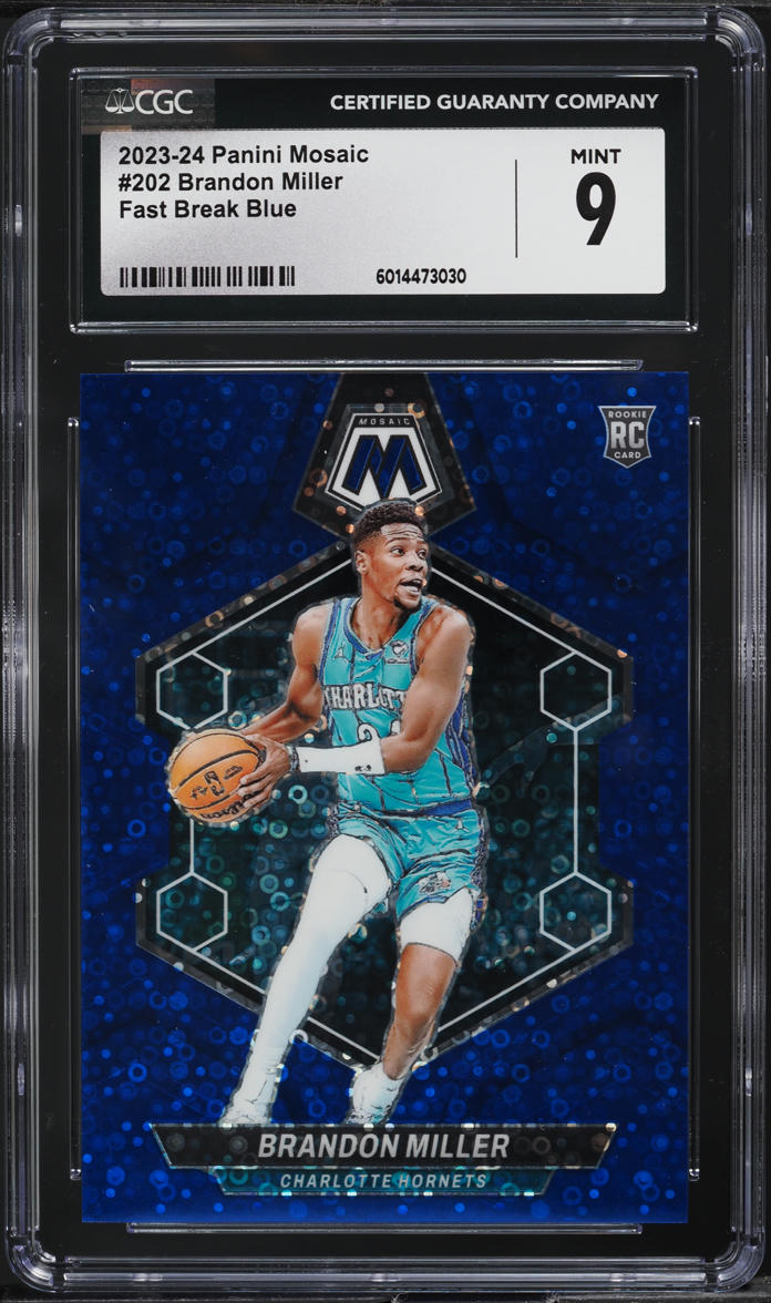 2023 Panini Mosaic Fast Break Blue Brandon Miller ROOKIE /85 #202 CGC 9 ...