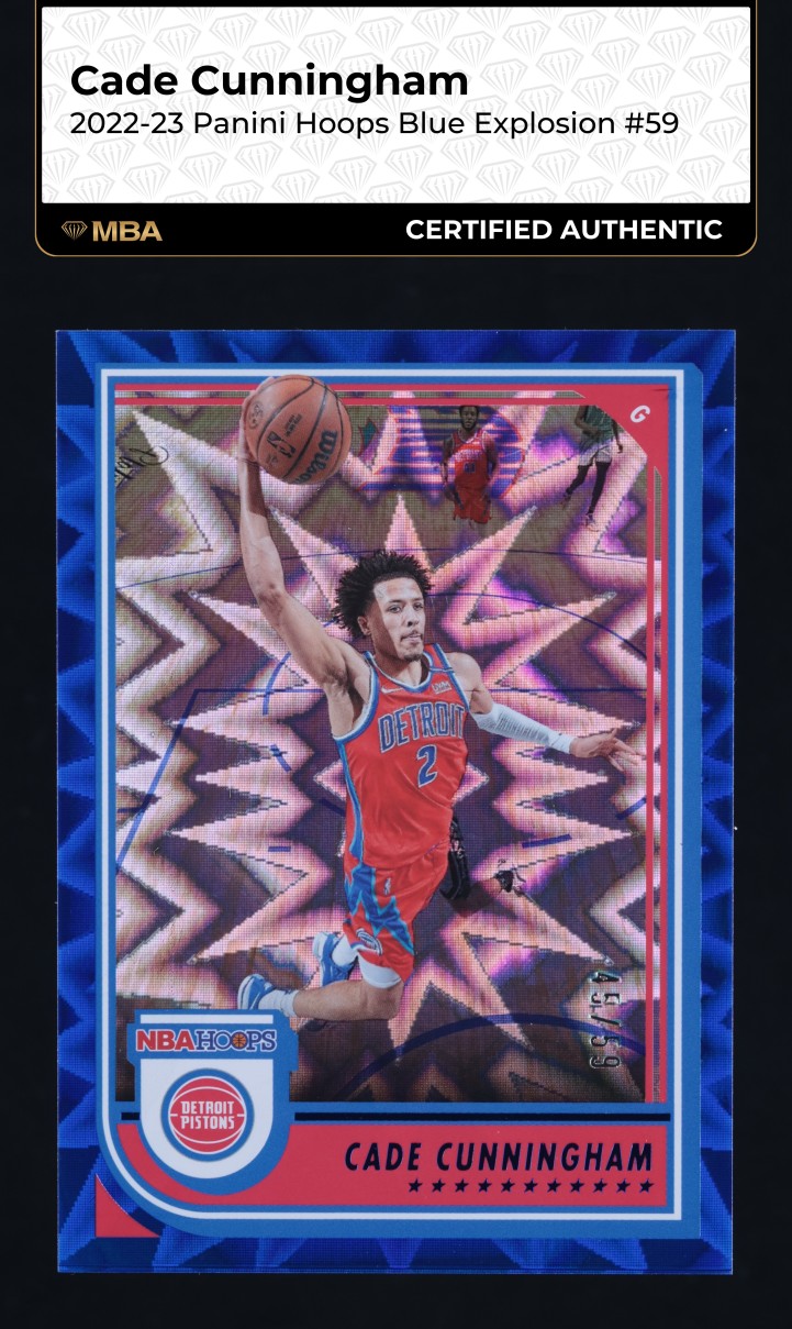 2022 Hoops Blue Explosion Cade Cunningham /59 #59 MBA AUTH on Fanatics ...
