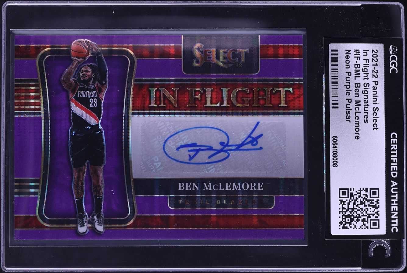 2021 Select In-Flight Neon Purple Pulsar Ben McLemore AUTO /15 #IF-BML ...