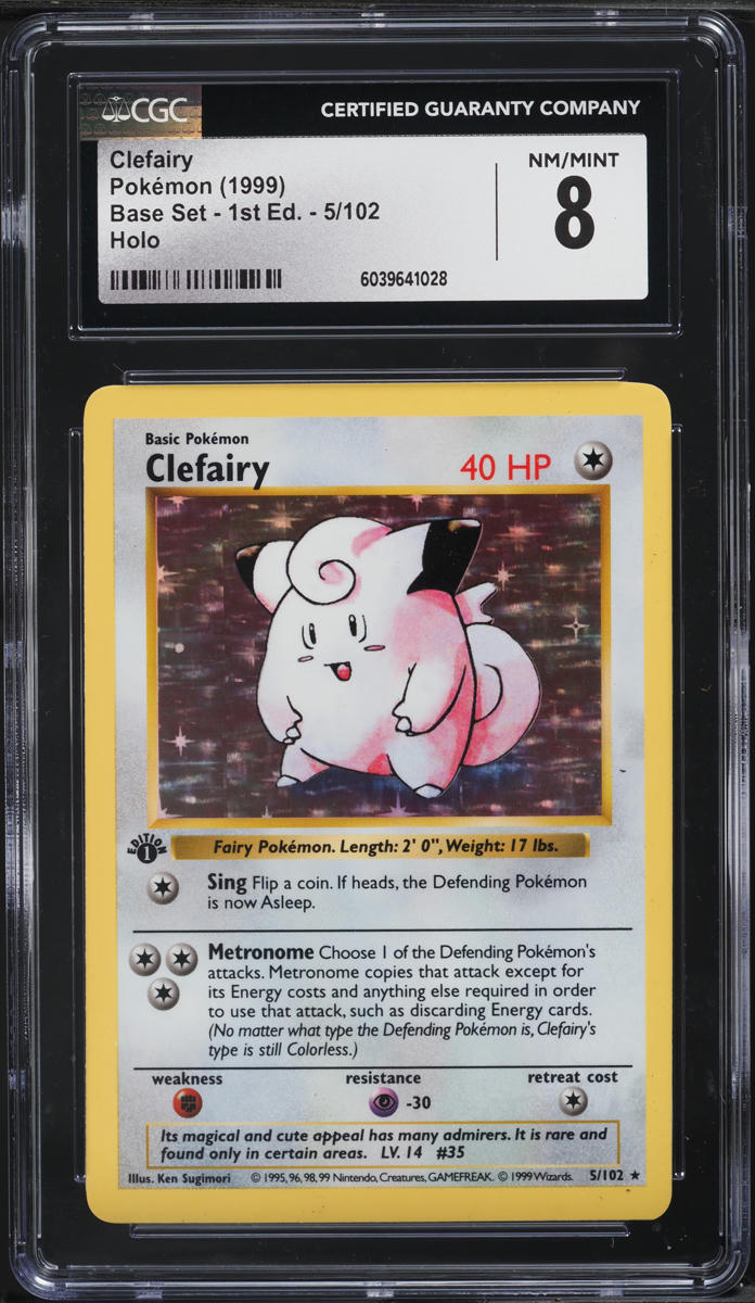 1999 Pokemon Base Set Shadowless 1st Edition Holo Clefairy #5 CGC 8 NM-MT on Fanatics Collect