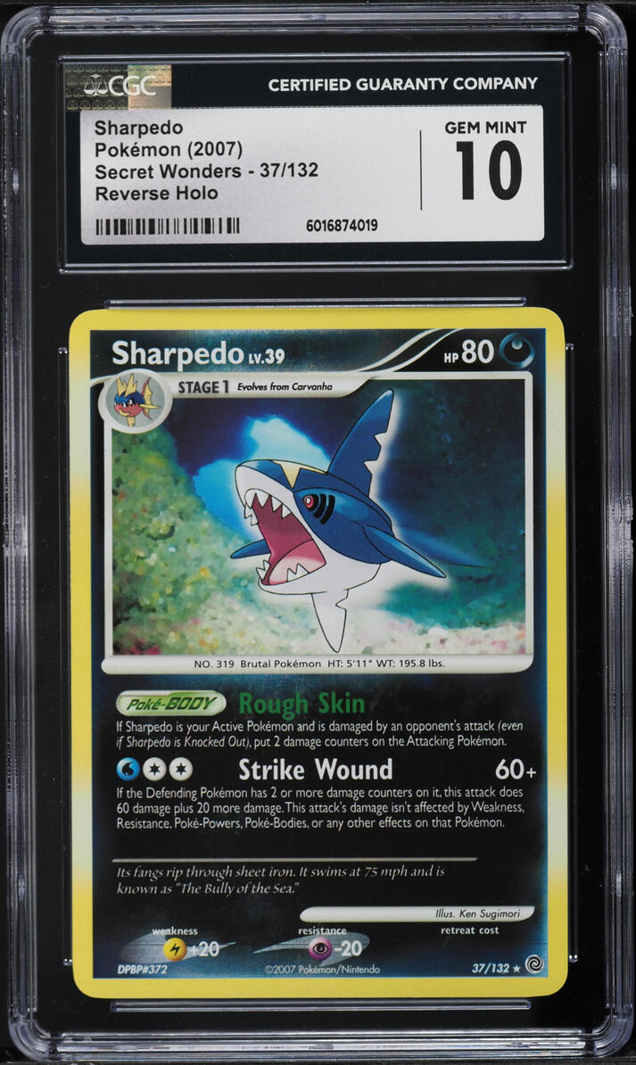 2007 Pokemon Diamond & Pearl Secret Wonders Reverse Holo Sharpedo #37 CGC 10 GEM on Fanatics Collect