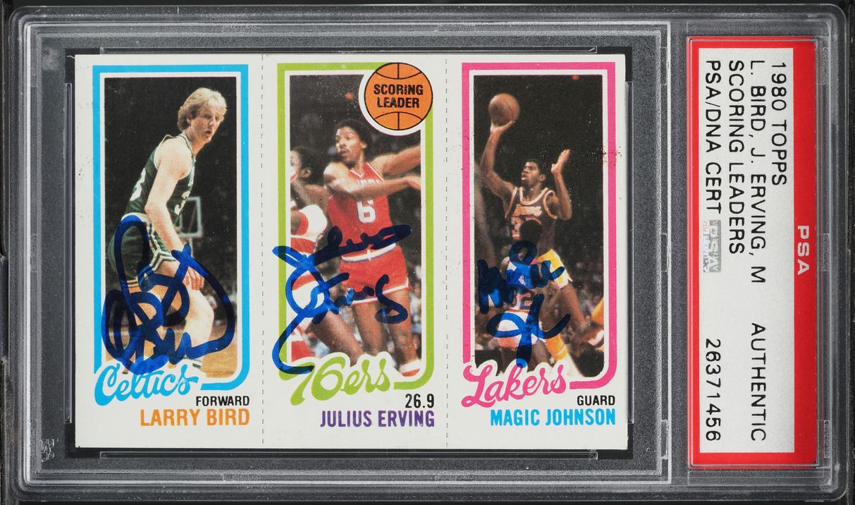 1980 Topps Basketball Bird Erving Magic Johnson SCORING LDRS AUTO DNA ...
