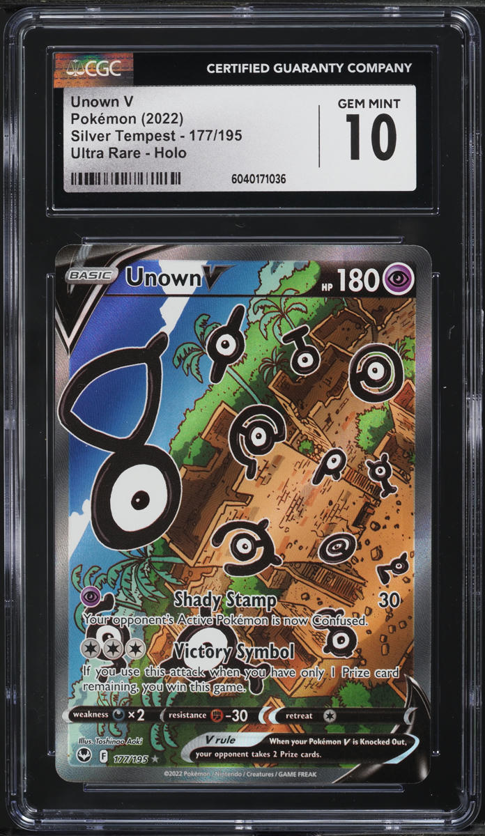 2022 Pokemon Sword & Shield Silver Tempest Full Art Unown V #177 CGC 10 GEM MINT on Fanatics Collect
