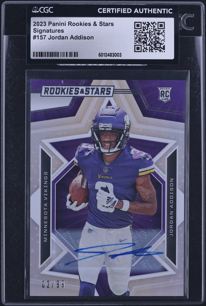 2023 Panini Rookies & Stars Jordan Addison ROOKIE AUTO /99 #157 CGC ...