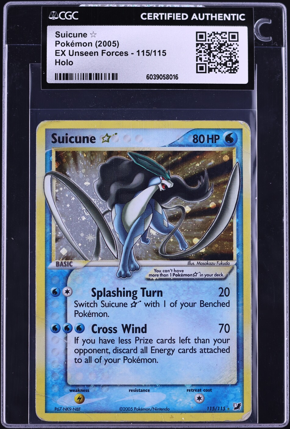 2005 Pokemon EX Unseen Forces Holo Suicune Gold Star #115 CGC AUTH on ...