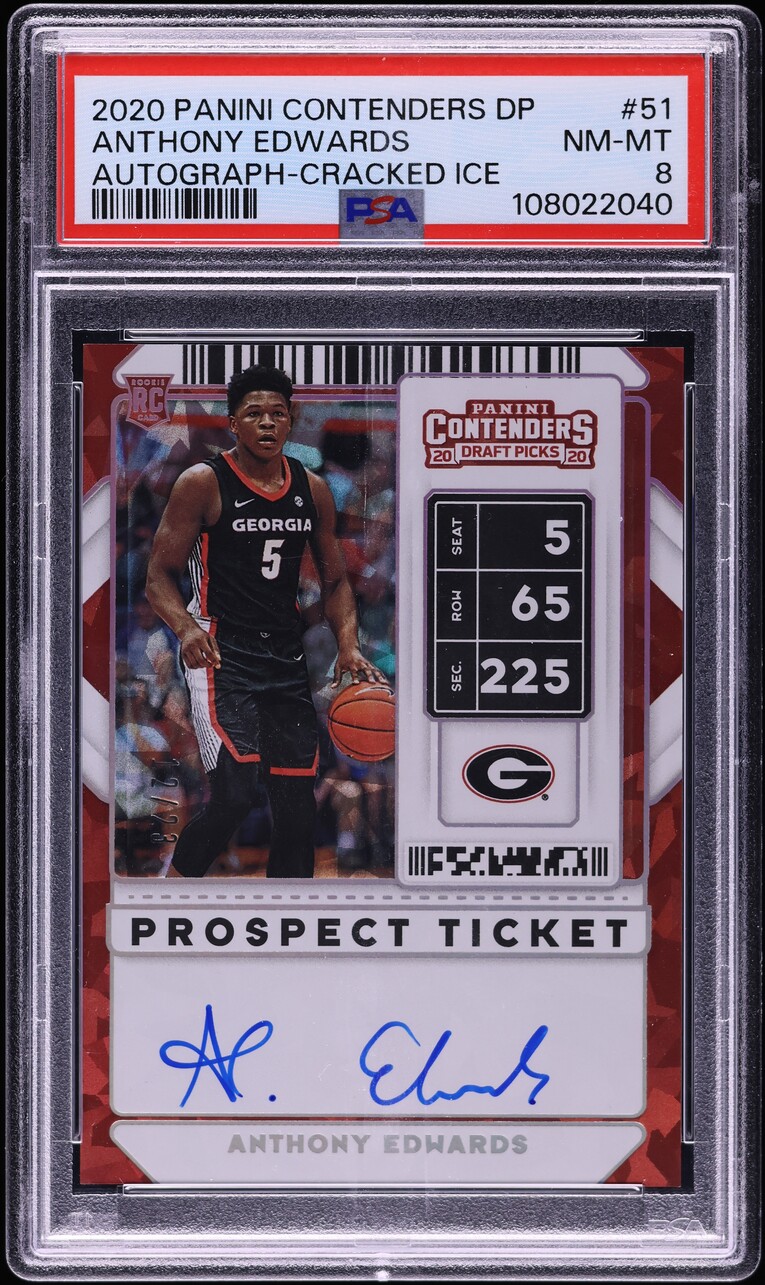 2020 Panini Contenders DP Cracked Ice Anthony Edwards ROOKIE AUTO /23 ...