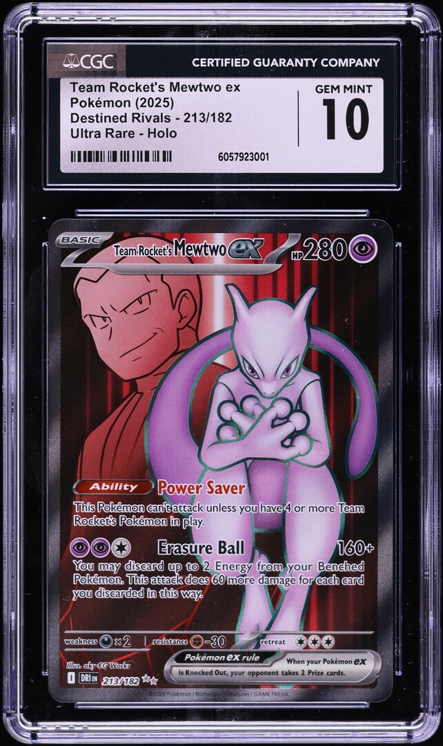 2025 Pokemon SV Destined Rivals Full Art Team Rocket's Mewtwo ex #213 CGC 10 GEM on Fanatics Collect