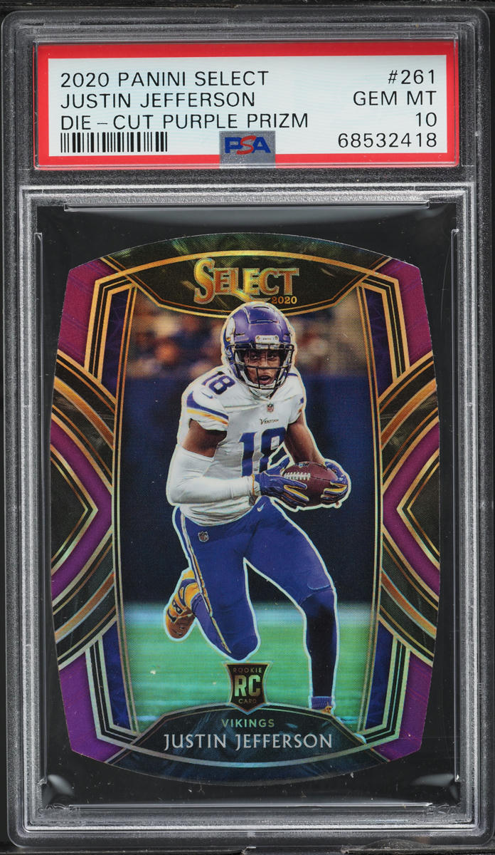 2020 Select Club Level Purple Prizm Die-Cut Justin Jefferson ROOKIE ...