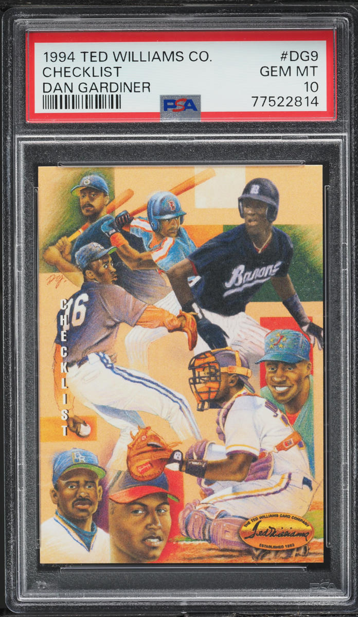 1994 Ted Williams Co. Dan Gardiner Michael Jordan CHECKLIST #DG9 PSA 10 ...