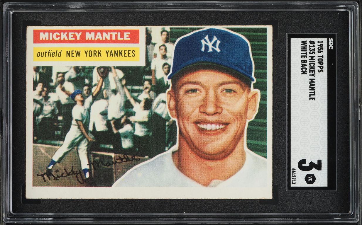 1956 Topps Mickey Mantle WHITE BACK #135 SGC 3 VG on Fanatics Collect