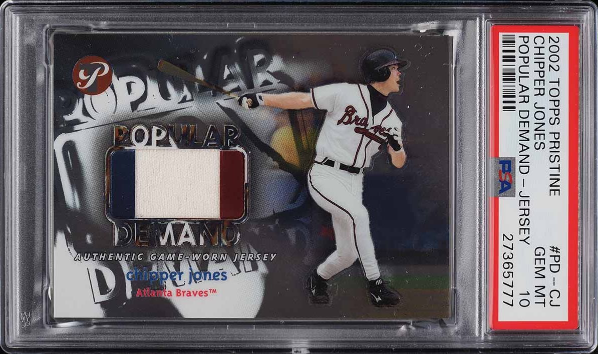 2002 Topps Pristine Popular Demand Chipper Jones PATCH /1000 #PD-CJ PSA 10 GEM on Fanatics Collect