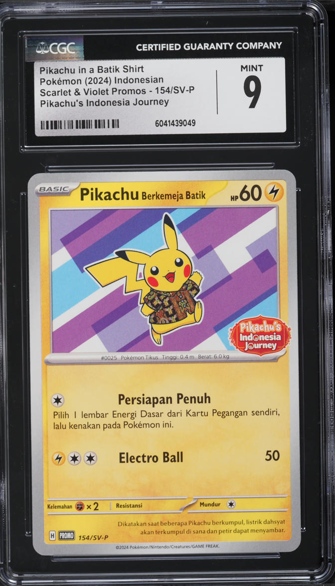 2024 Pokemon Indonesian SV Promo Pikachu In A Batik Shirt #154 CGC 9 MINT on Fanatics Collect