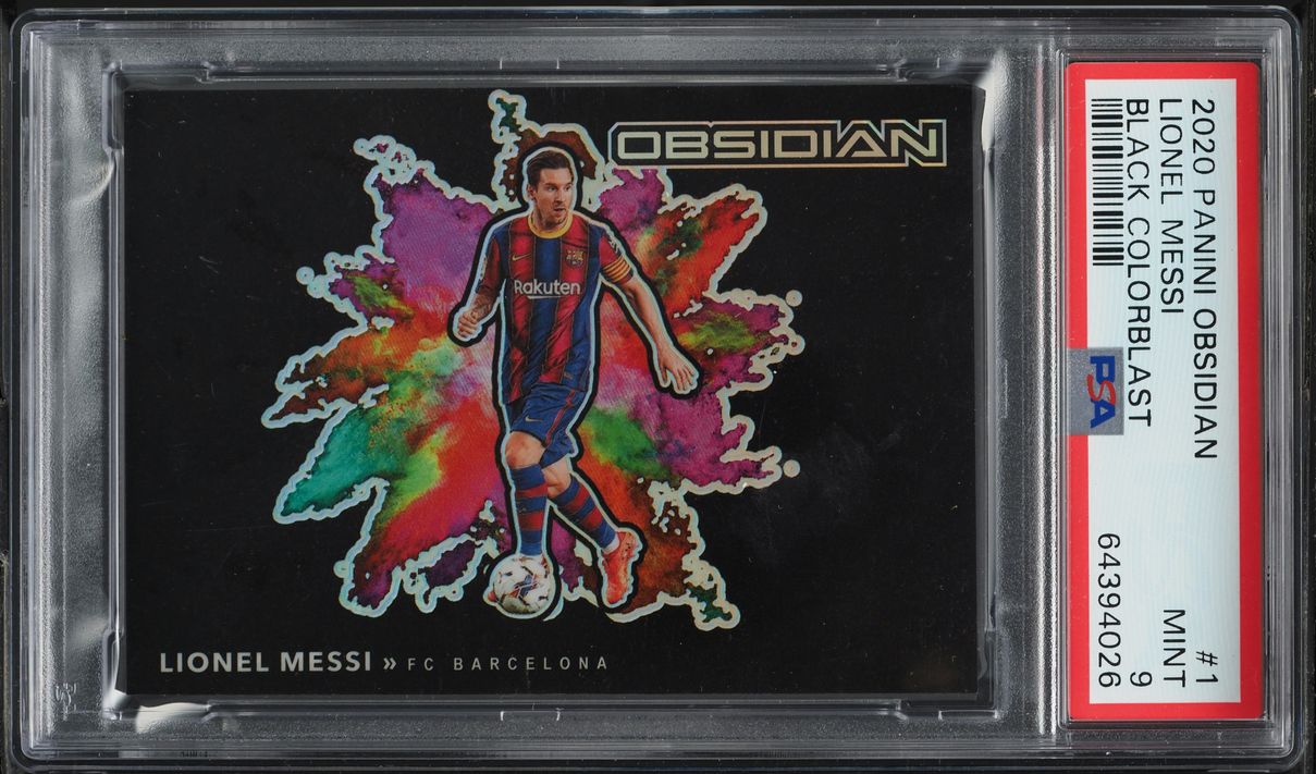 2020 Panini Obsidian Black Colorblast Lionel Messi #1 PSA 9 MINT on ...