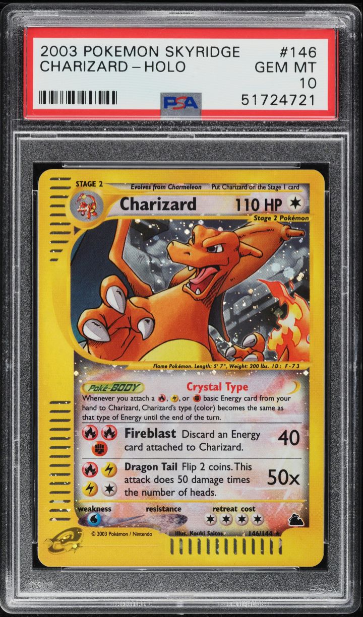 2003 Pokemon Skyridge Holo Crystal Charizard #146 PSA 10 GEM MINT on ...
