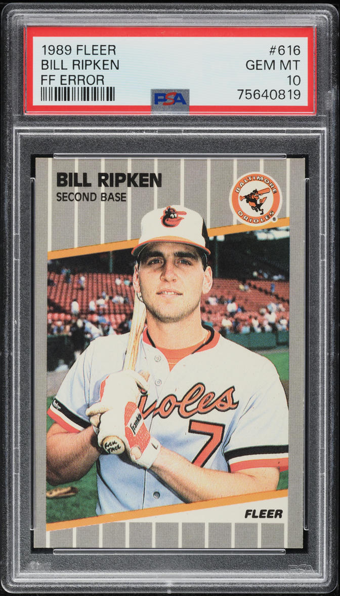 1989 Fleer Bill Ripken ROOKIE, FF ERROR #616 PSA 10 GEM MINT on ...