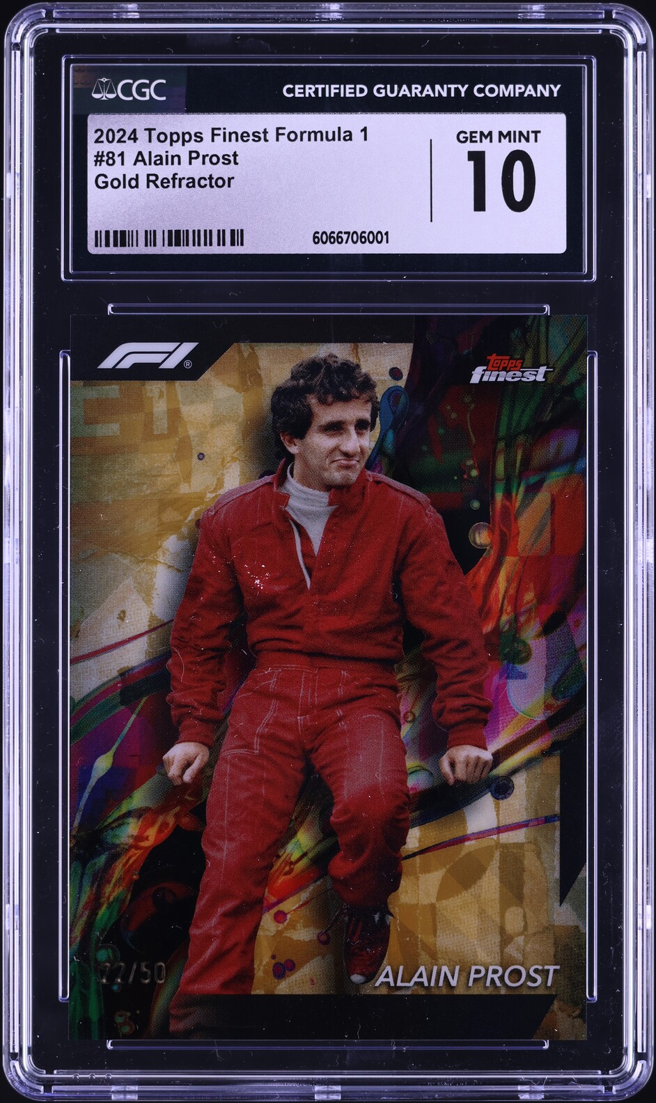 2024 Finest Formula 1 F1 Gold Refractor Alain Prost /50 #81 CGC 10 GEM ...