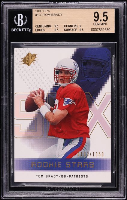2000 SPx Football Tom Brady ROOKIE /1350 #130 BGS 9.5 GEM MINT on ...