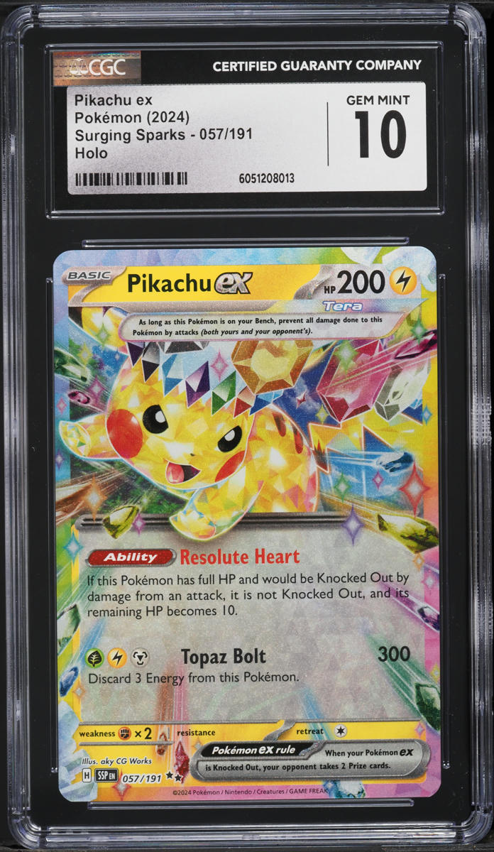 2024 Pokemon Scarlet & Violet Surging Sparks Pikachu ex #57 CGC 10 GEM ...