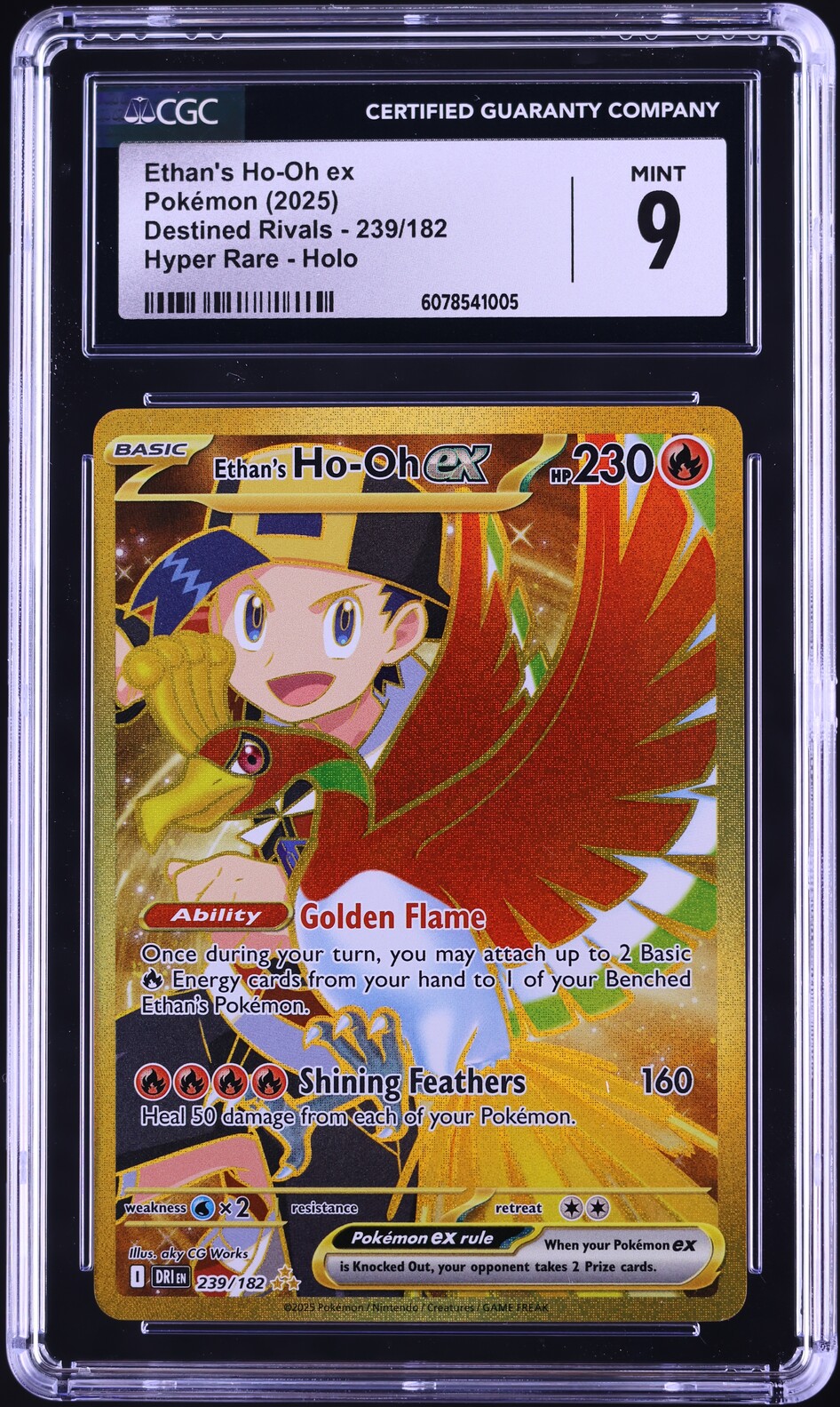 2025 Pokemon SV Destined Rivals Gold Rare Ethan's Ho-Oh ex #239 CGC 9 ...