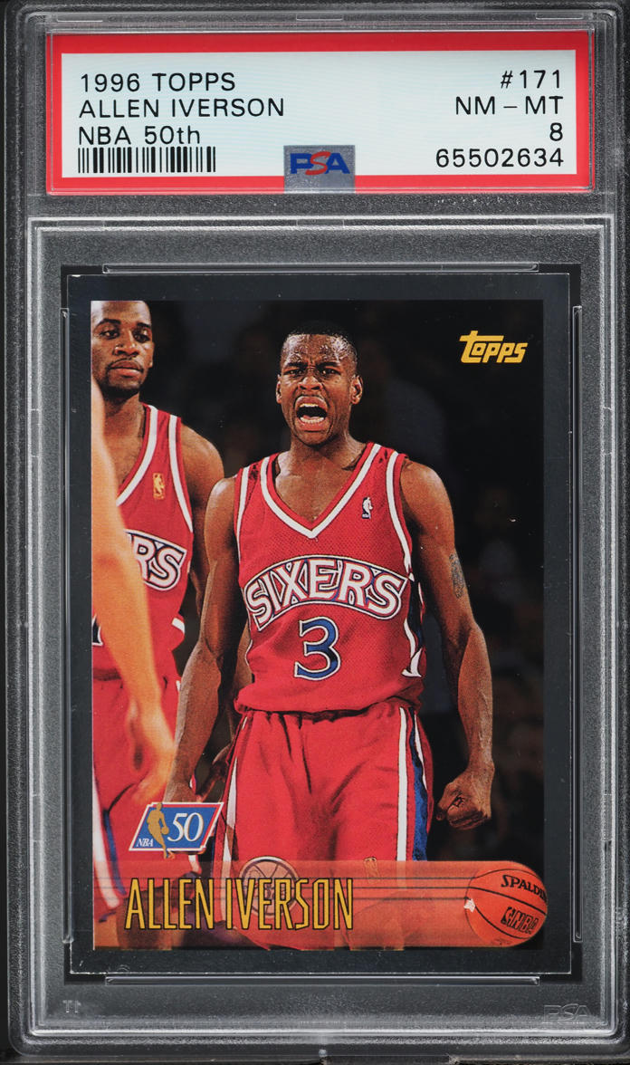1996 Topps NBA 50th Allen Iverson ROOKIE #171 PSA 8 NM-MT on Fanatics ...