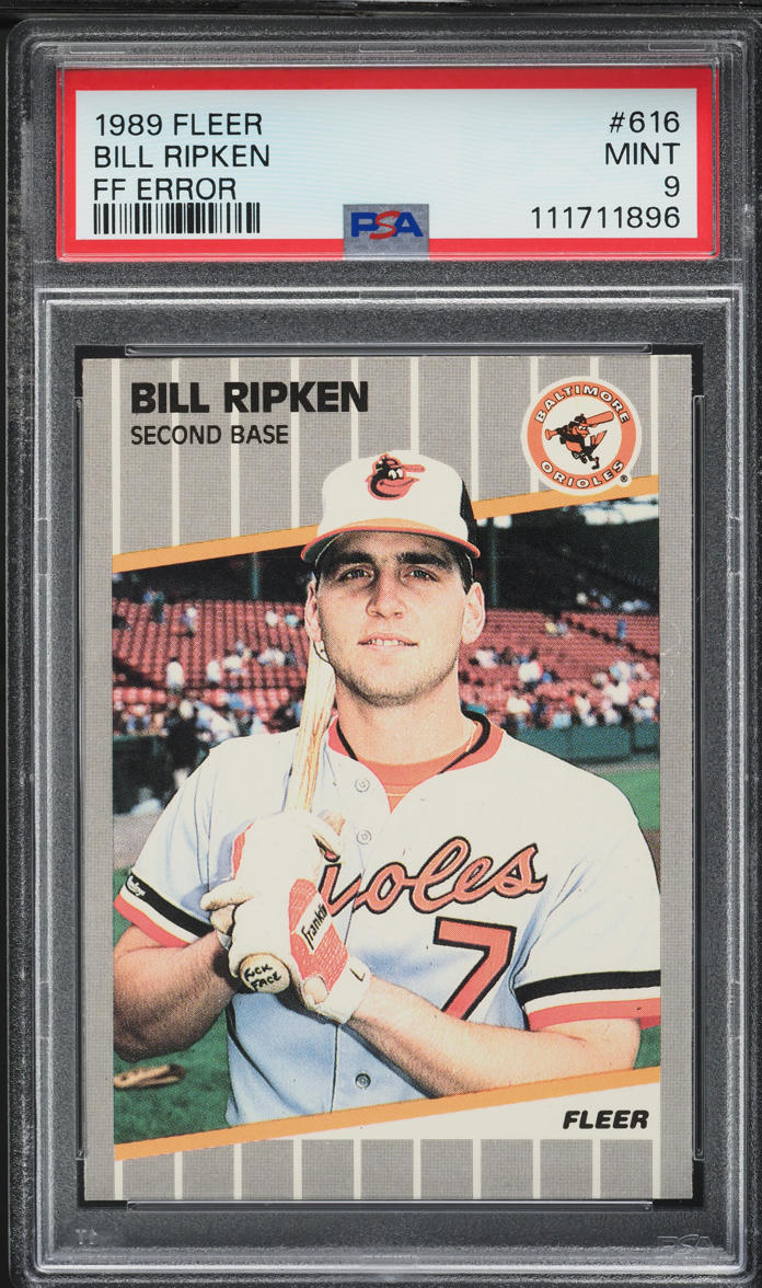 1989 Fleer Bill Ripken ROOKIE, FF ERROR #616 PSA 9 MINT on Fanatics Collect