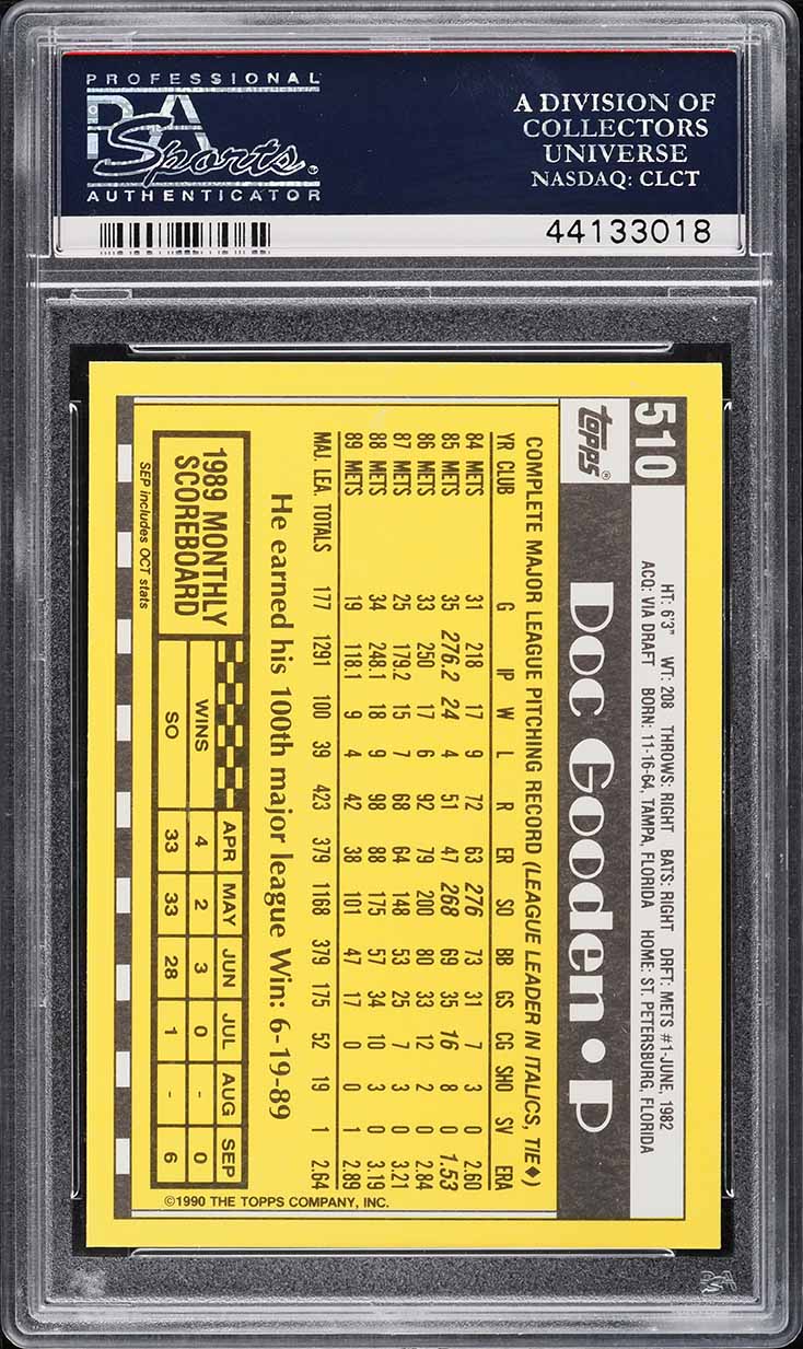 1990 Topps Tiffany Dwight Gooden #510 PSA 10 GEM MINT on Fanatics Collect